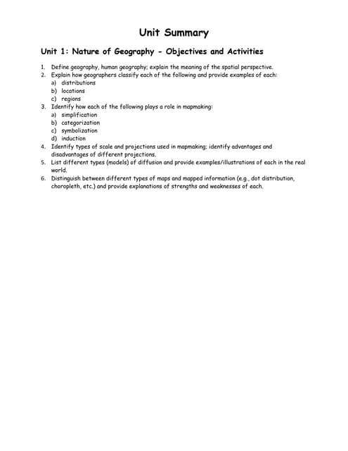 Unit Summaries 7 | DOC | Geography | Science