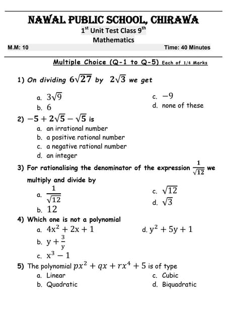 Algebra formulas class 10th | PPT