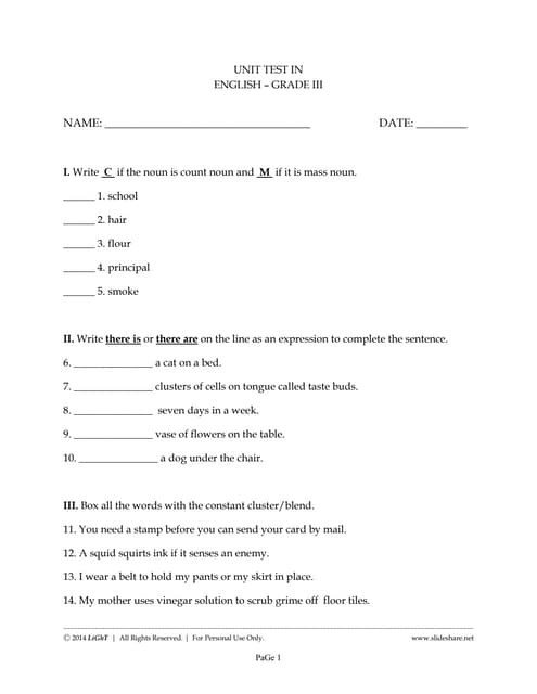GRADE 2 English SECOND PERIODIC TEST | DOC | Gardening | Home & Garden