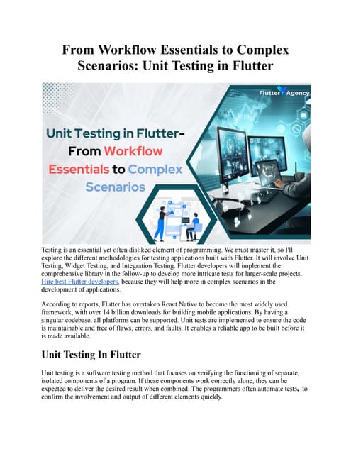 Unit Testing in Flutter - From Workflow Essentials to Complex Scenarios ... Unit Testing in Flutter - From Workflow Essentials to Complex Scenarios ...
