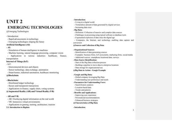 UNIT TWO PART TWO THE EMERGING TECHNOLOGY | PPT