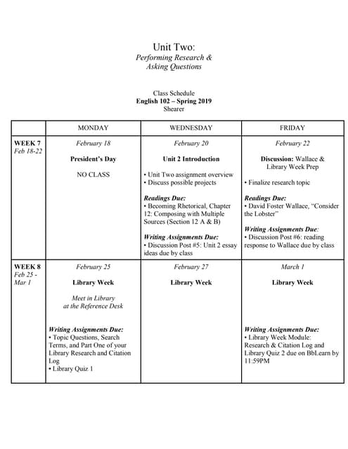 Online 101 course schedule spring 2017 | PDF