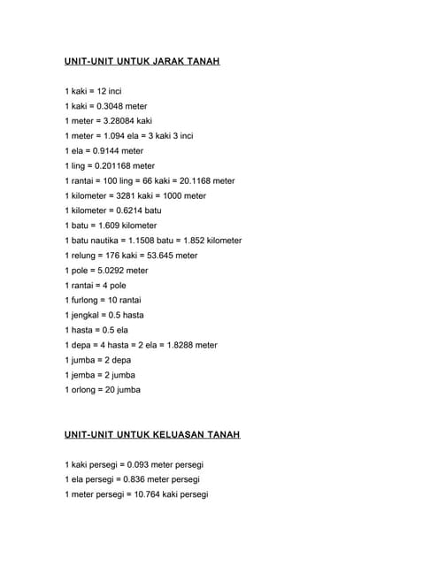 Unit Ukuran Tanah | PDF