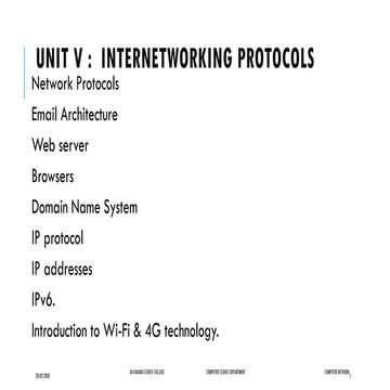 Computer Networks Vth Unit Notes Internetworking Protocols Ppt