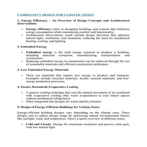 UNIT V DESIGN FOR CLIMATIC ZONES.docxCLOUDY | DOCX