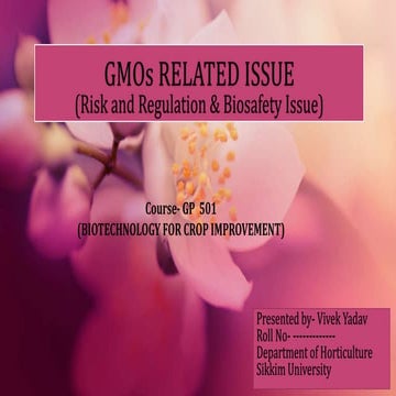 GMO issue and regulation | PPTX