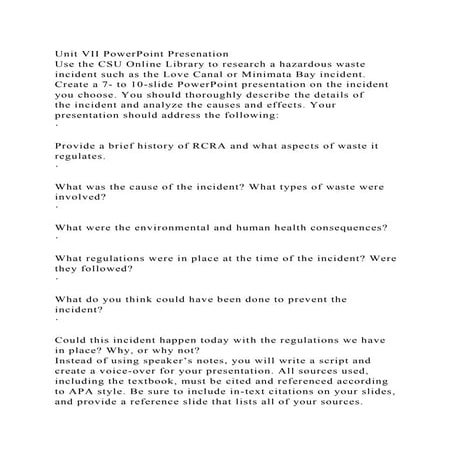 Unit VII PowerPoint PresenationUse the CSU Online Library to resea.docx