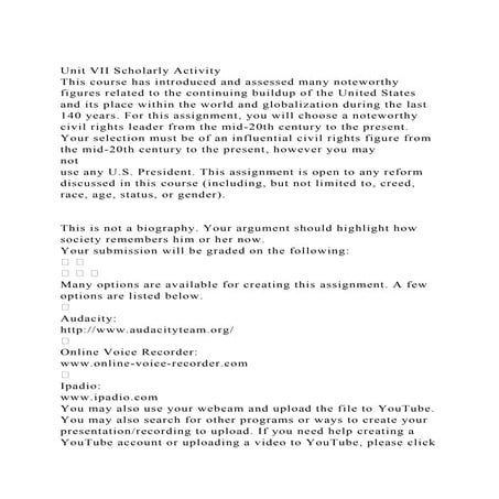 Unit VII Scholarly Activity This course has introduced and asses.docx