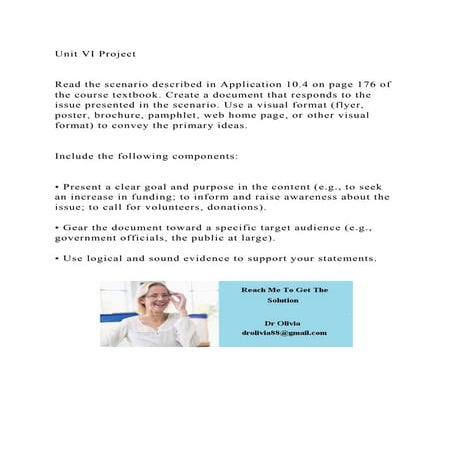 Unit VI Project Read the scenario described in Application 1.docx