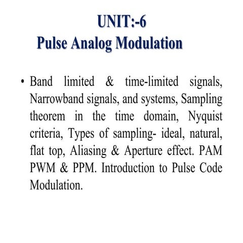Analog Communication Pulse Analog Modulation Ppt