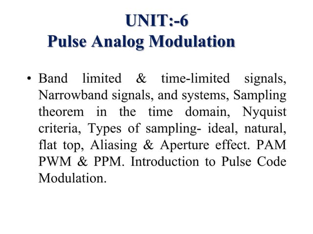 Analog Communication Pulse Analog Modulation Ppt