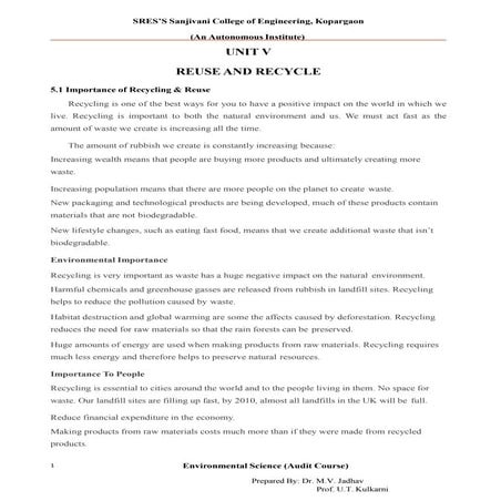 Unit v Reuse and Recycle | PDF