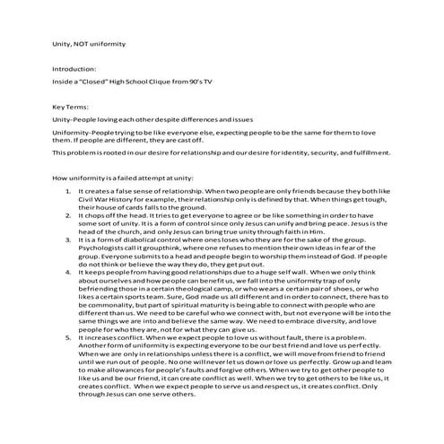 Unity, Not Uniformity | PDF