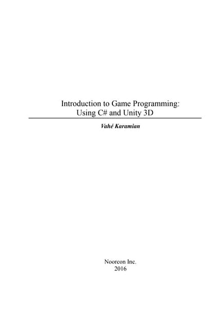 Introduction To Game Programming Using C And Unity 3d Chapter 6 Preview Pdf 9428