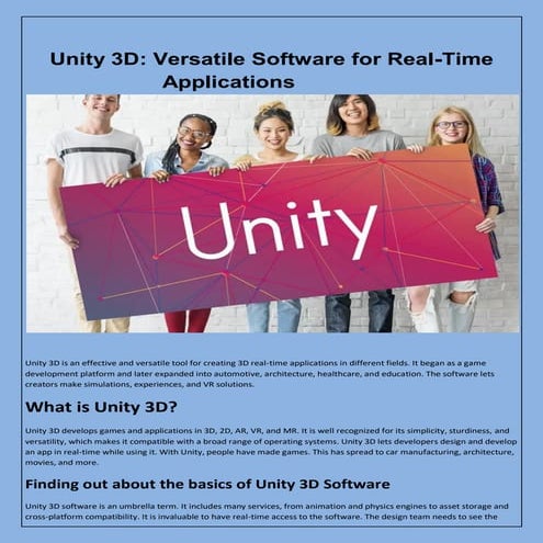Unity 3d Flexible Software For Real Time Applications Pdf