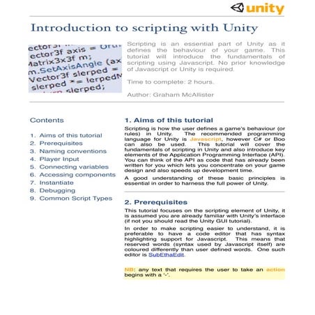 Unity3d Scripting Tutorial Pdf