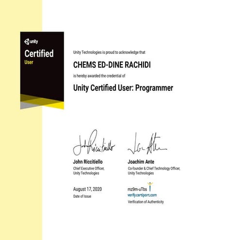 Unity Certified User Programmer Ppt 
