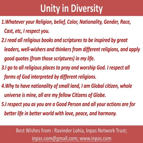 Unity in diversity | PPT