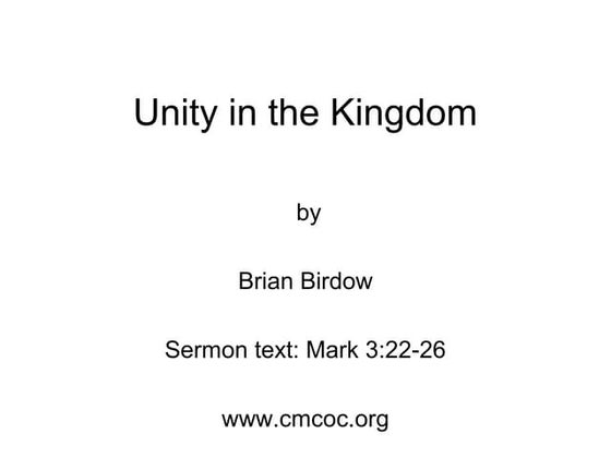 Unity in the kingdom | PPT
