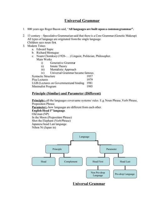 Principles And Parameters Of Universal Grammar | DOC