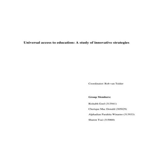 Universal access to education a study of innovative strategy | PDF