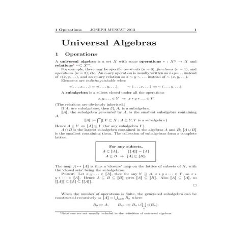 Universal algebra (1) | PDF