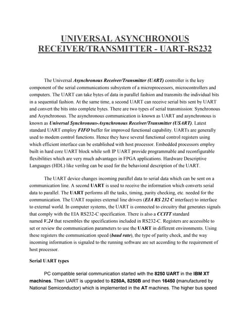 Universal Asynchronous Receivertransmitteruartrs232 Pdf 2323