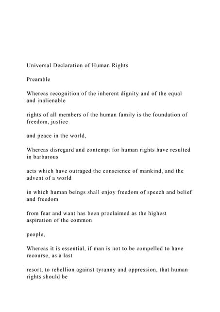 Human rights (Universal Declaration of Human Rights) | PPTX | Non ...