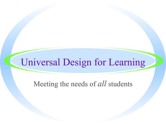 Universal Design | PPTX | Special Education | Education