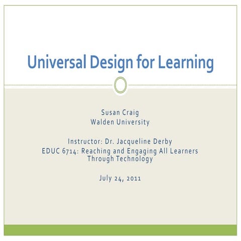 Principles of Universal Design and Universal Design for Learning: An ...