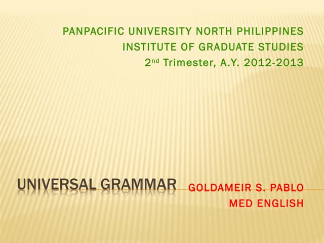 The universal hypothesis | PPTX