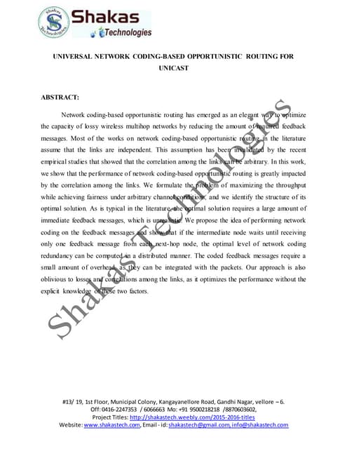 Universal Network Coding Based Opportunistic Routing For Docx