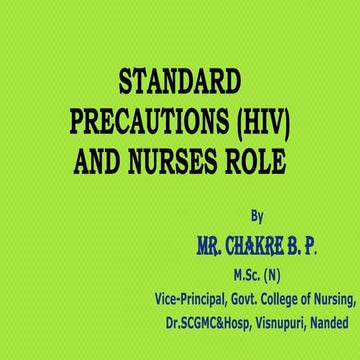Standard Precautions (HIV) and Role of Nurse | PPTX