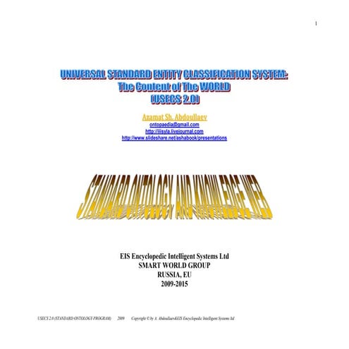 Universal standard entity classification system USECS | PPT