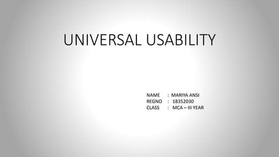 Universal usability engineering | PPT | Internet for Beginners | Internet