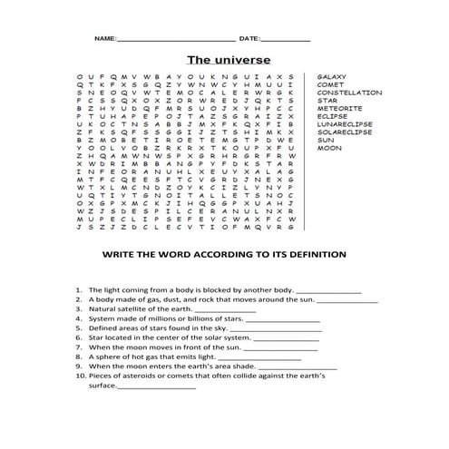 Solar system worksheet | PDF