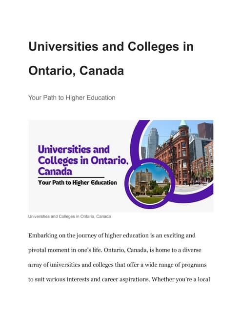 University of Toronto, Canada | DOCX | Undergraduate Education ...