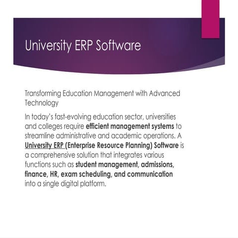 University ERP Software – Transforming Education Management | PPTX