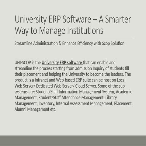 Enhance University Operations with Scop Solution’s ERP Software | PPT
