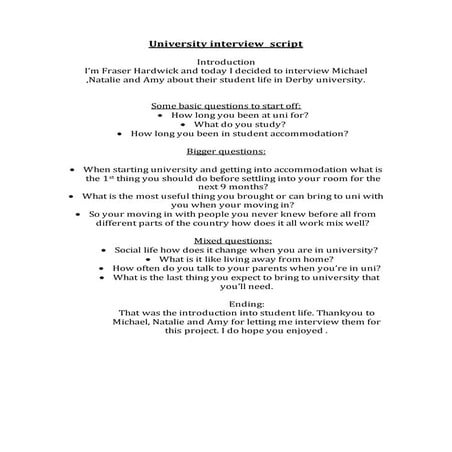 factual University interview script | PDF