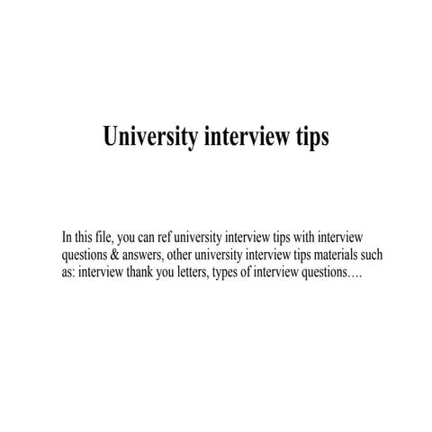 University interview tips | PPT