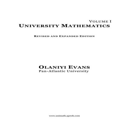 University Mathematics I.pdf University Mathematics I: Olaniyi Evans | PDF