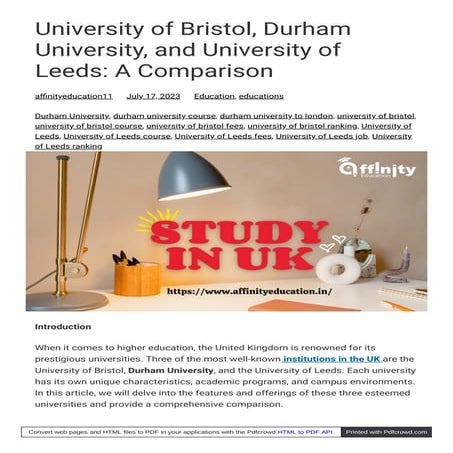University of Bristol, Durham University, and University of Leeds A ...