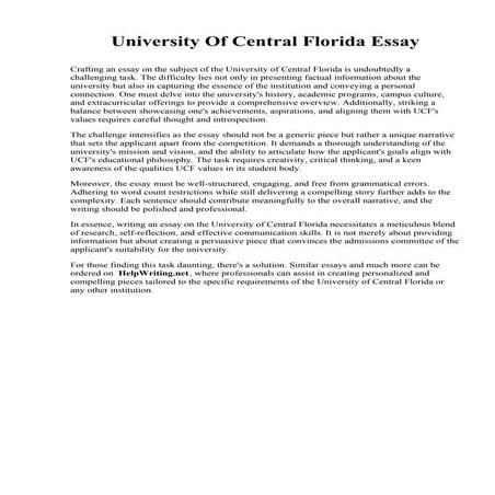 University Of Central Florida Essay | PDF