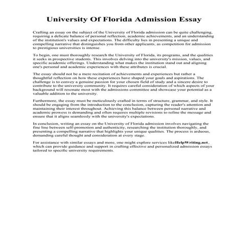 University Of Florida Admission Essay | PDF