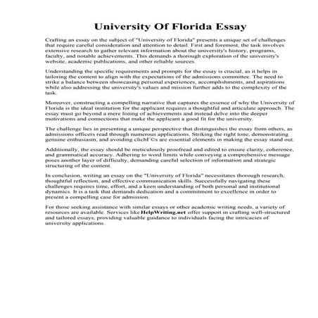 University Of Florida Essay | PDF