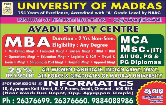 University of madras mba thiruvanmiyur sunpack 2x2 feet, | PDF