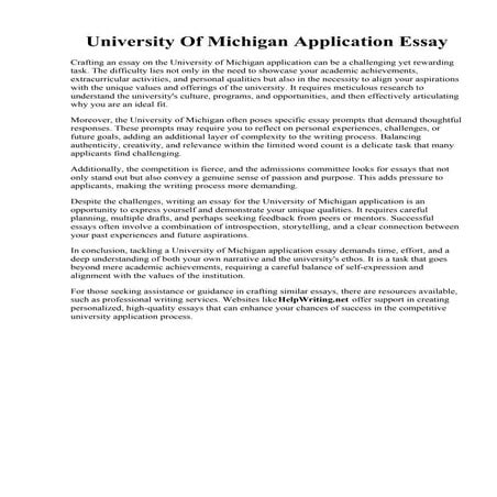 University Of Michigan Application Essay | PDF