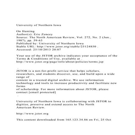 University of Northern IowaOn HuntingAuthor(s) Eric Zen.docx