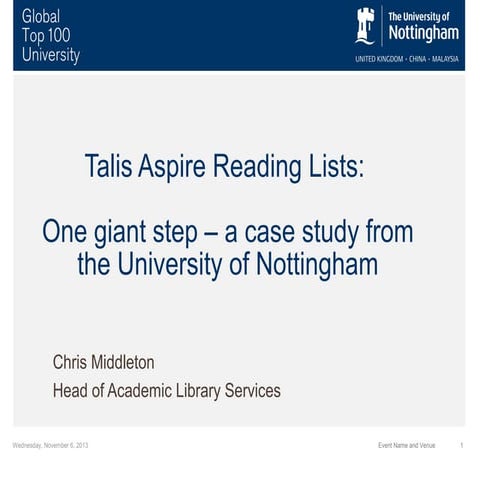 One Giant Step: Talis Aspire - a case study from the University of ...